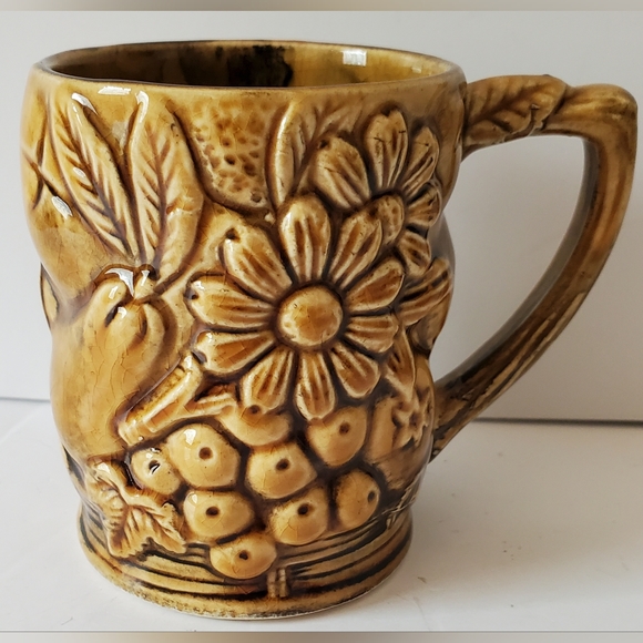 Inarco | Kitchen | Inarco Brown Ceramic 3d Flower Fruit Coffee Cups Mug ...